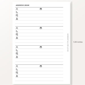 A6 Address Book Printable Inserts, Contact List Template Planner Refill ...