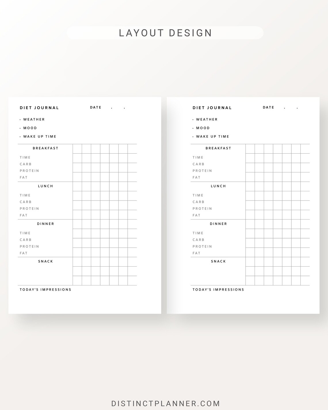 Pocket Diet Journal Printable, Daily Meal Planner, Diet Management for ...