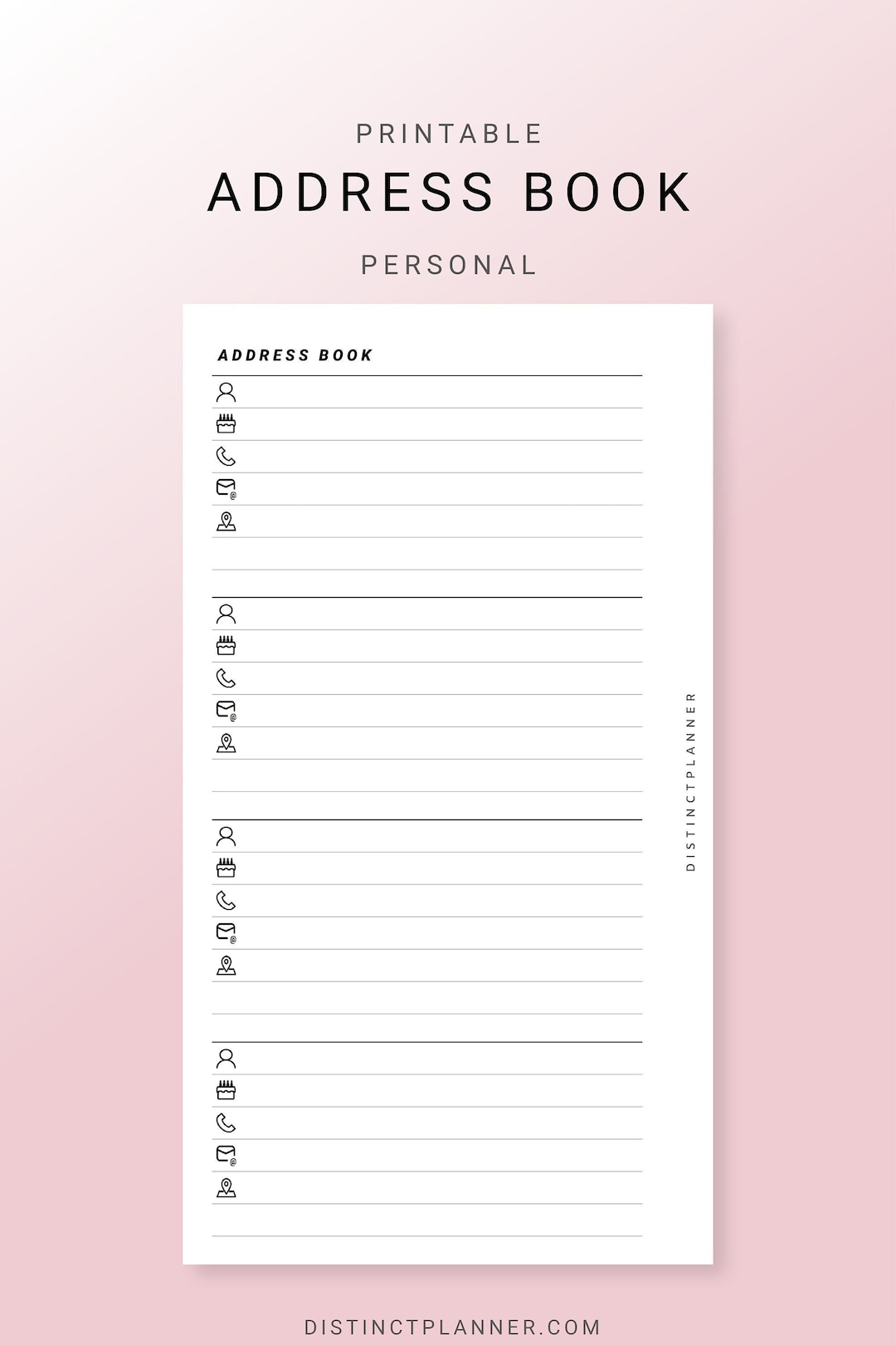 Personal Address Book Printable Inserts, Contact List Template Planner ...