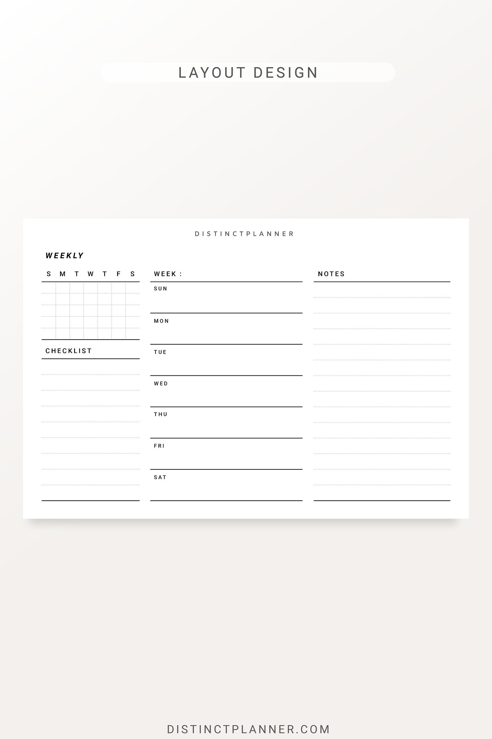 Weekly Planner Horizontal Template Pocket, Undated Weekly Journal With ...