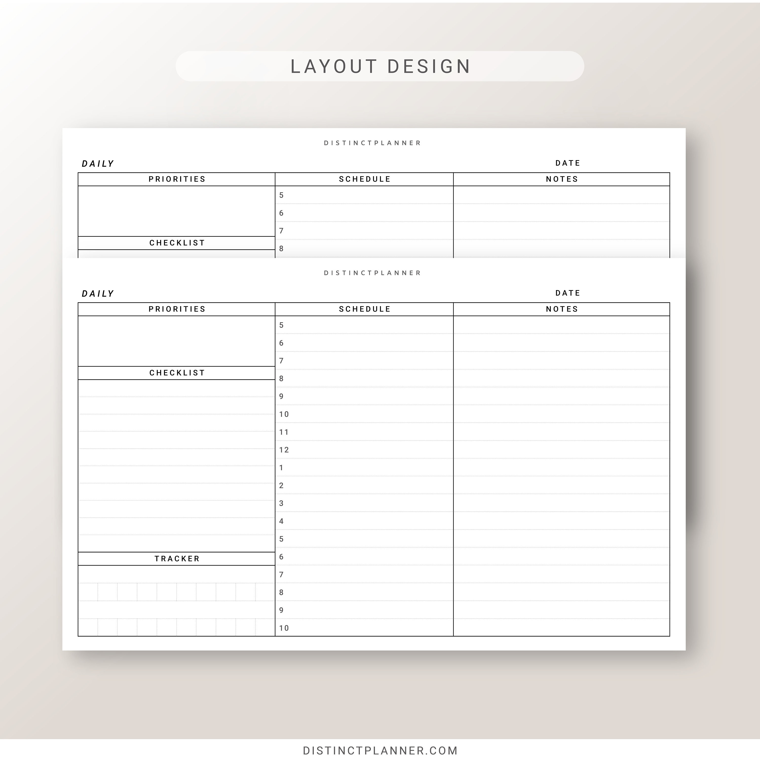 FCC Inserts, Daily Planner Printable Horizontal Layout, Daily on One ...