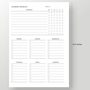 Weekly Cleaning Checklist Printable A5 Inserts, Housekeeping Checklist ...
