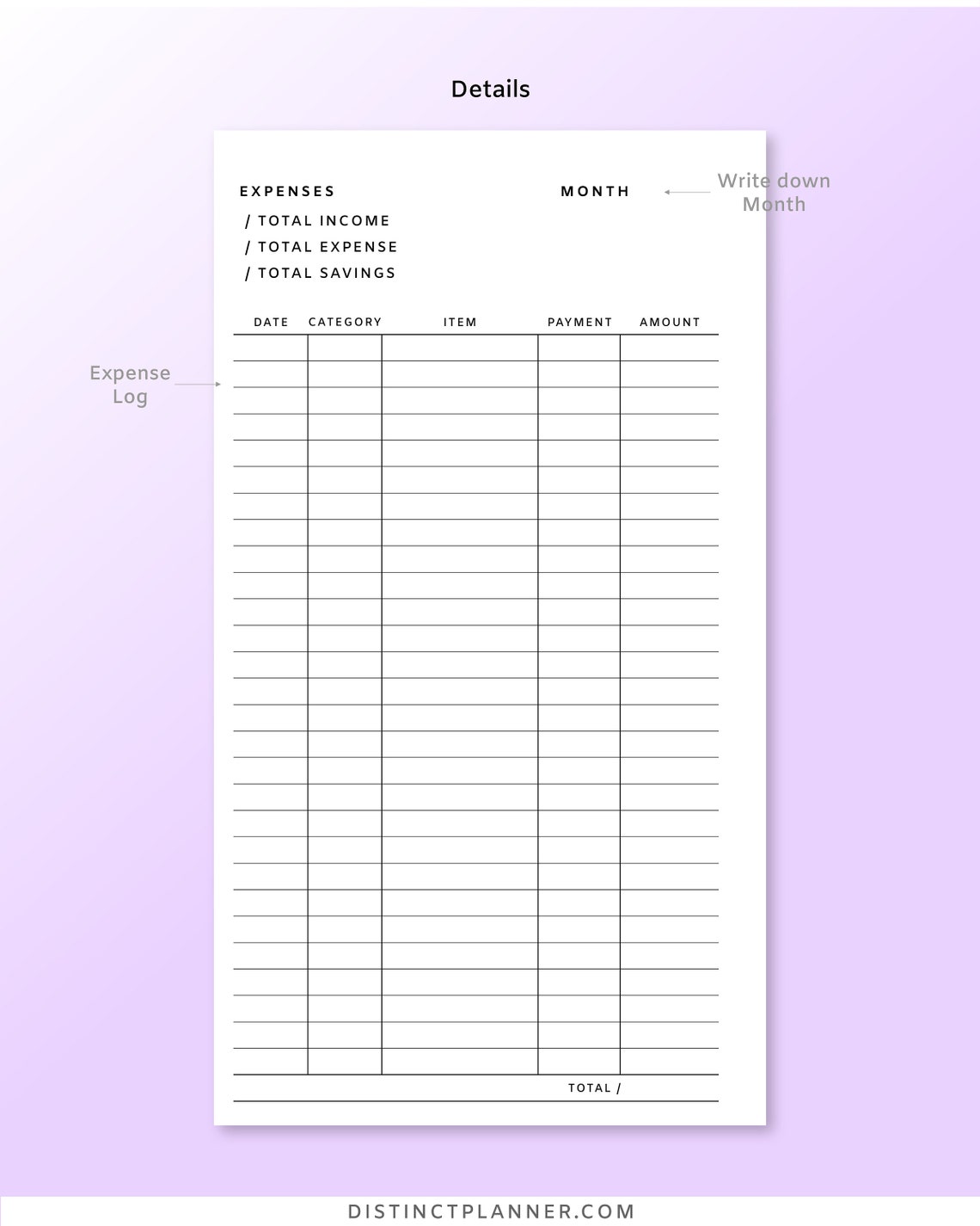 Personal Expense Tracker Printable With Category Finance Spending ...