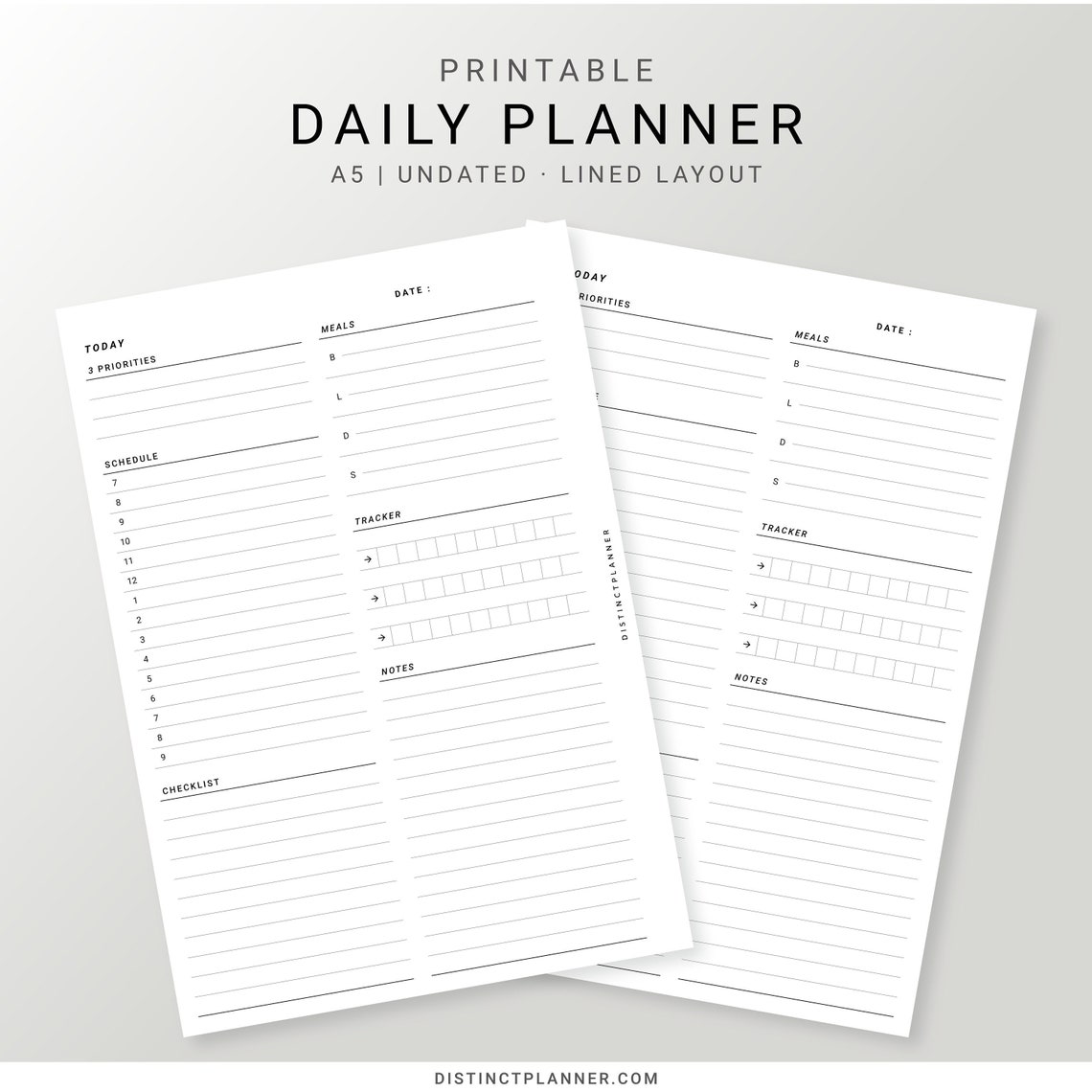 Daily A5 Planner Inserts Printable, Hourly Schedule Organizer Template ...