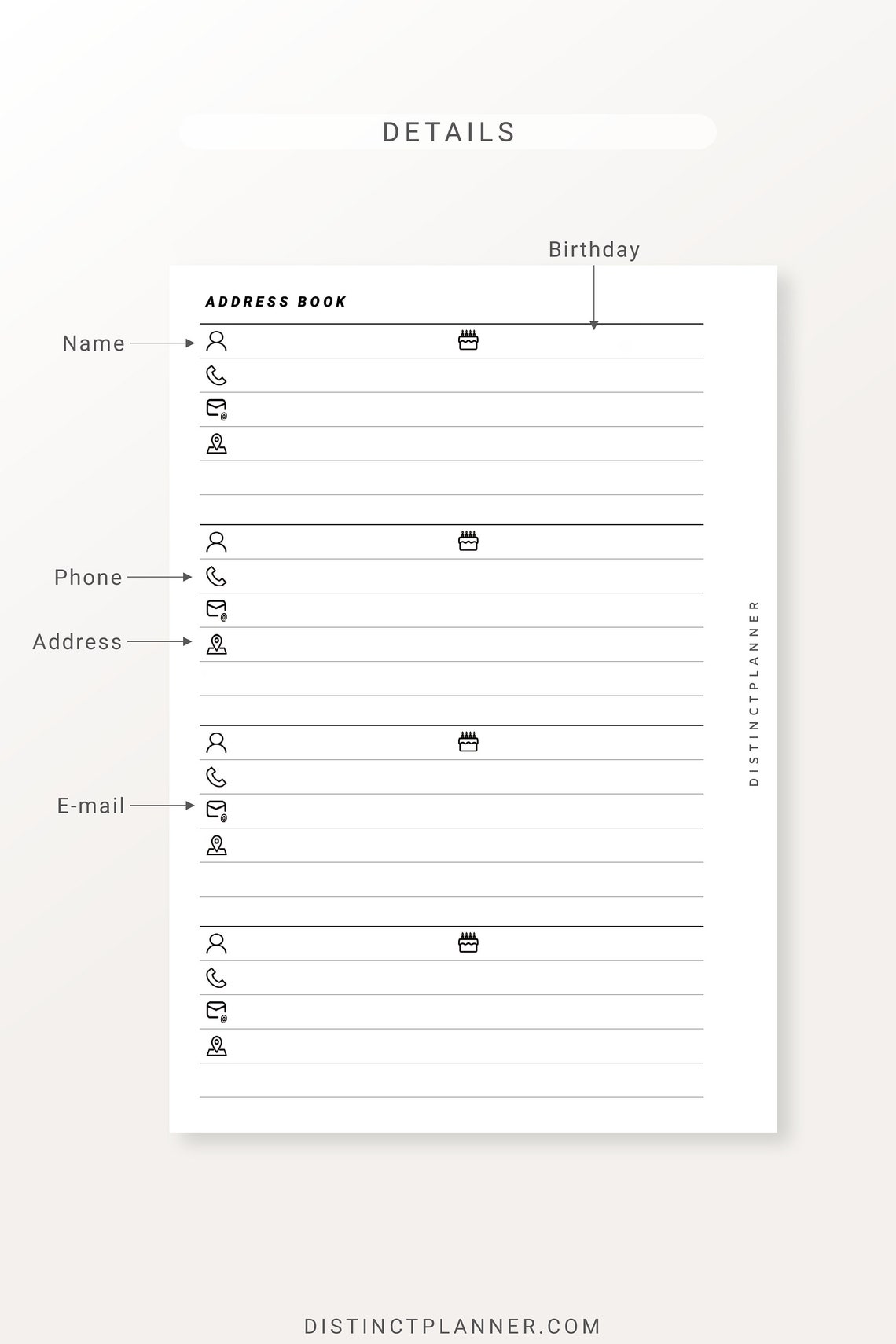 A6 Address Book Printable Inserts, Contact List Template Planner Refill ...