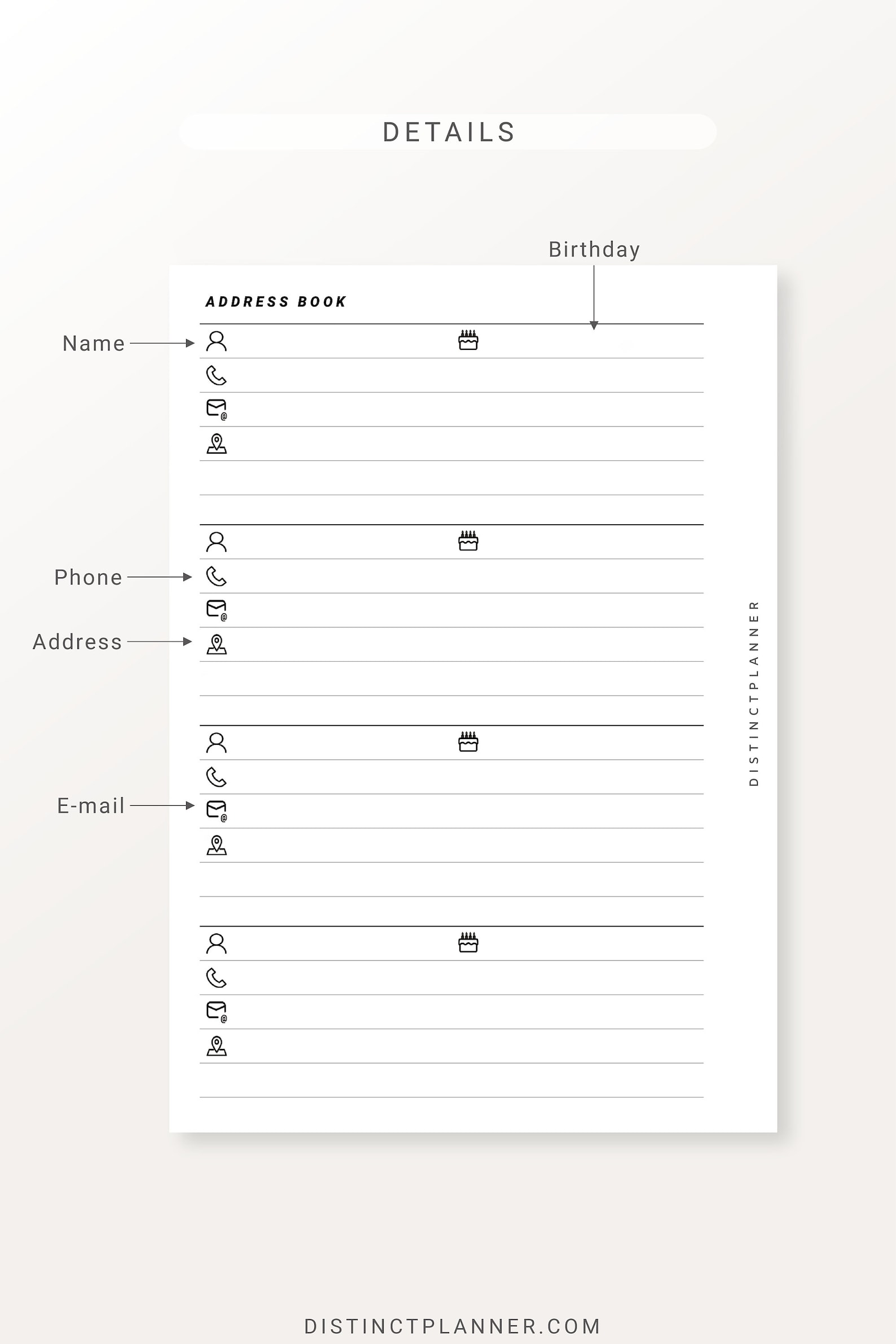 A6 Address Book Printable Inserts, Contact List Template Planner Refill ...