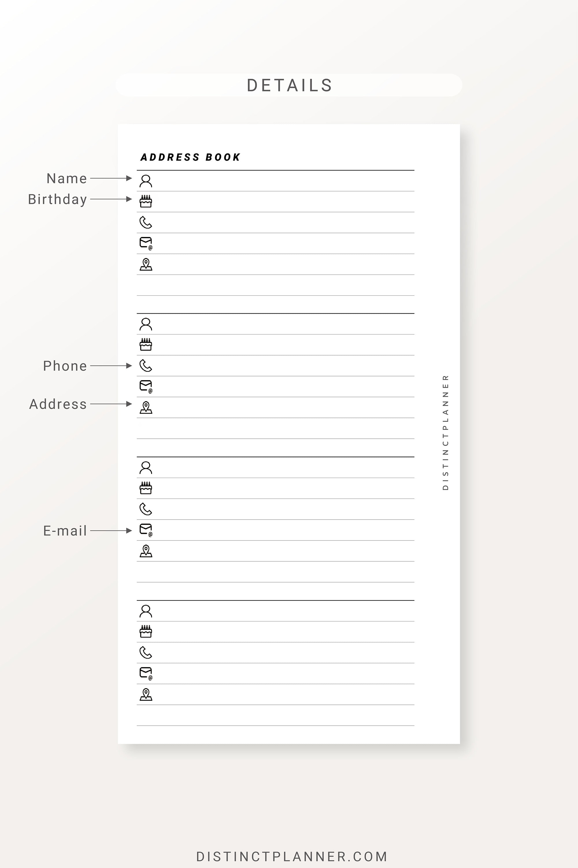 Personal Address Book Printable Inserts, Contact List Template Planner ...