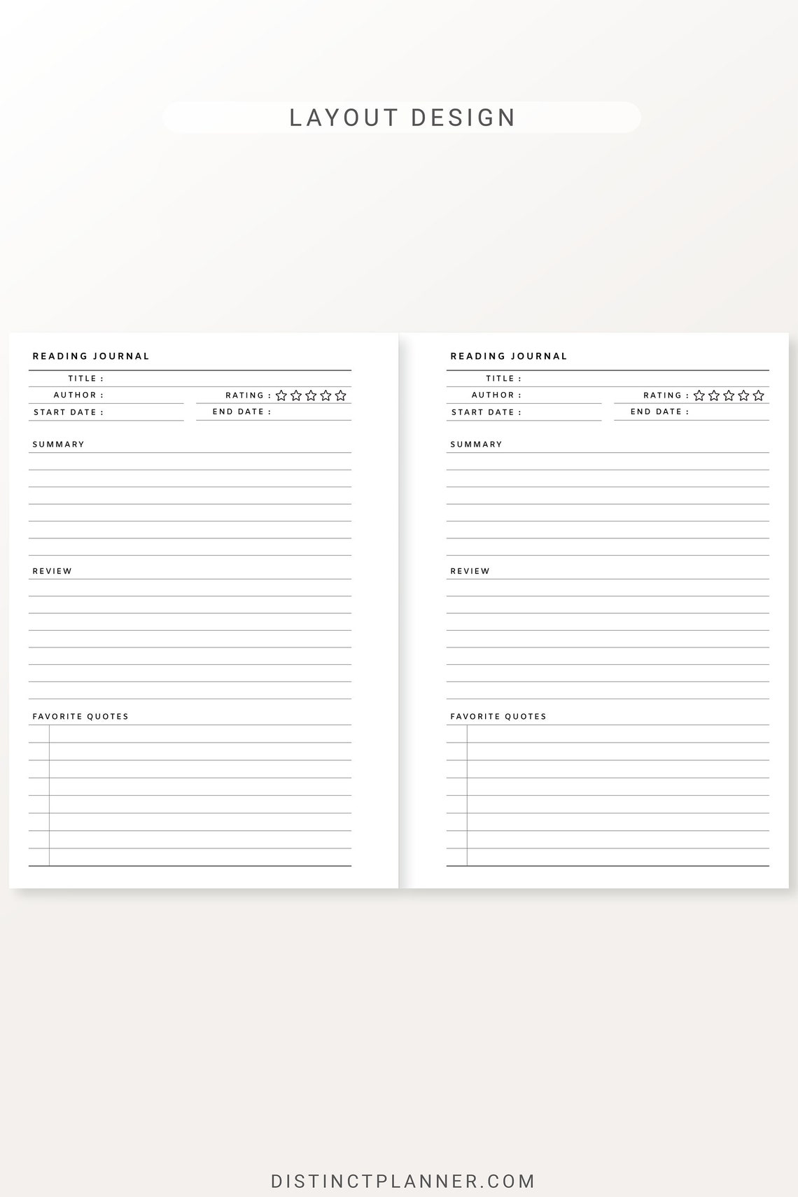 A6 Reading Journal Printable Editable Book Review Template PDF Book ...