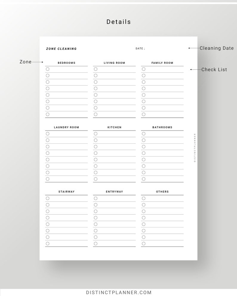 Zone Cleaning Checklist A5 Template, Housekeeping Checklist Printable ...