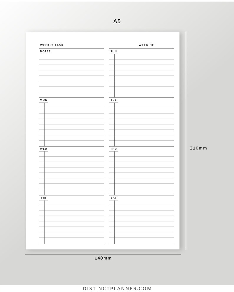 A5 | Weekly Task List Printable | Undated To-do Check List for ...