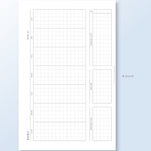 Weekly Planner Printable Half Letter, Week on One Page, Undated Grid ...