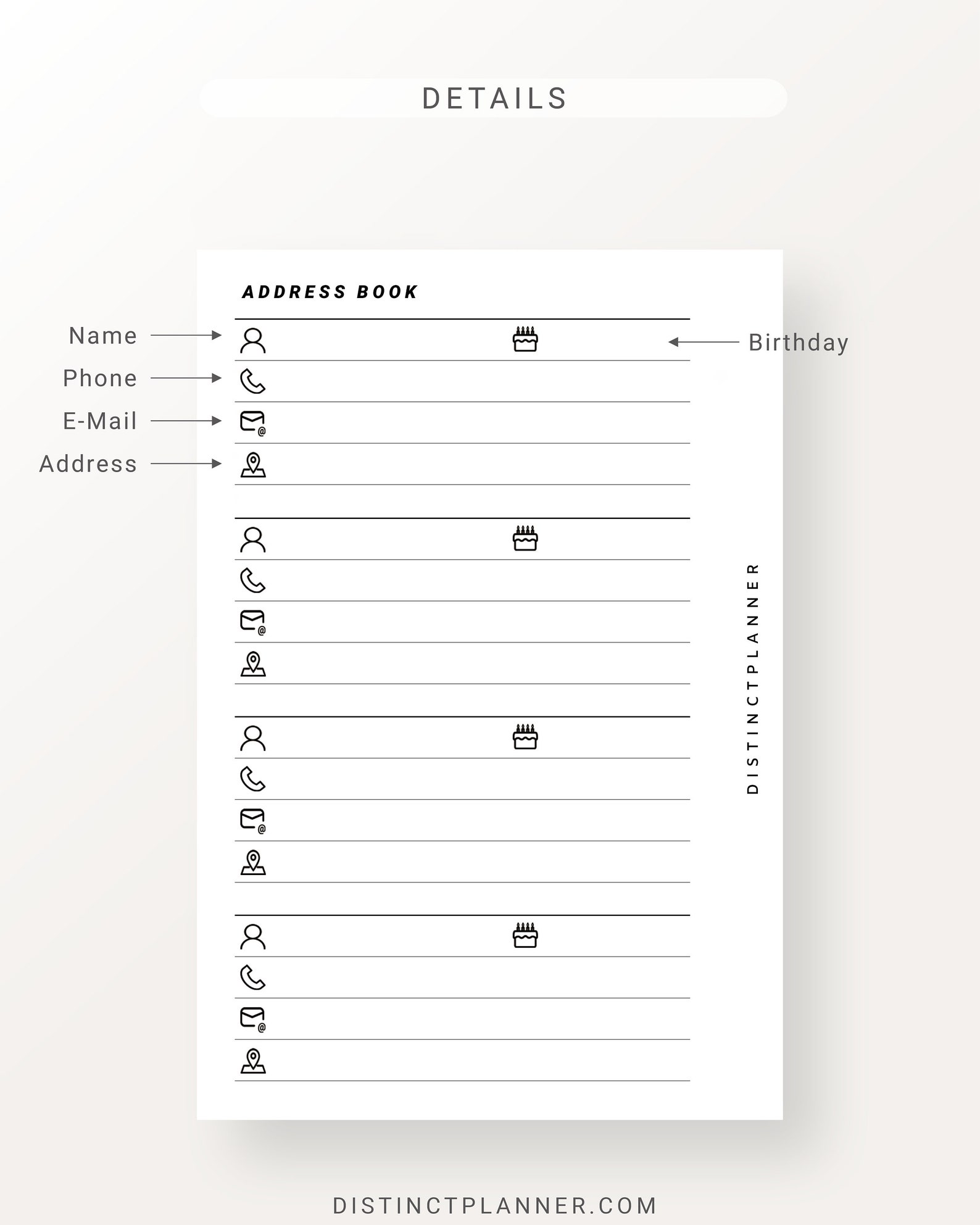 Pocket Address Book Printable Inserts, Contact List Template Planner ...