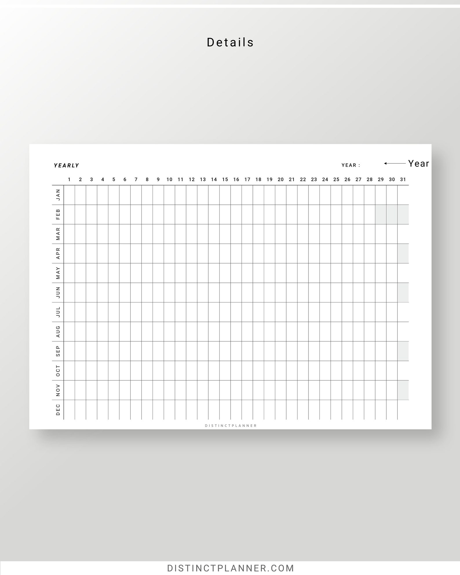 Yearly Overview Printable, Year at a Glance, Undated Yearly Planner A5 ...