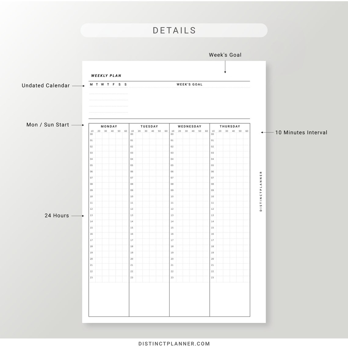 A5 Undated Weekly Time Blocking Printable Best Time Management Template ...