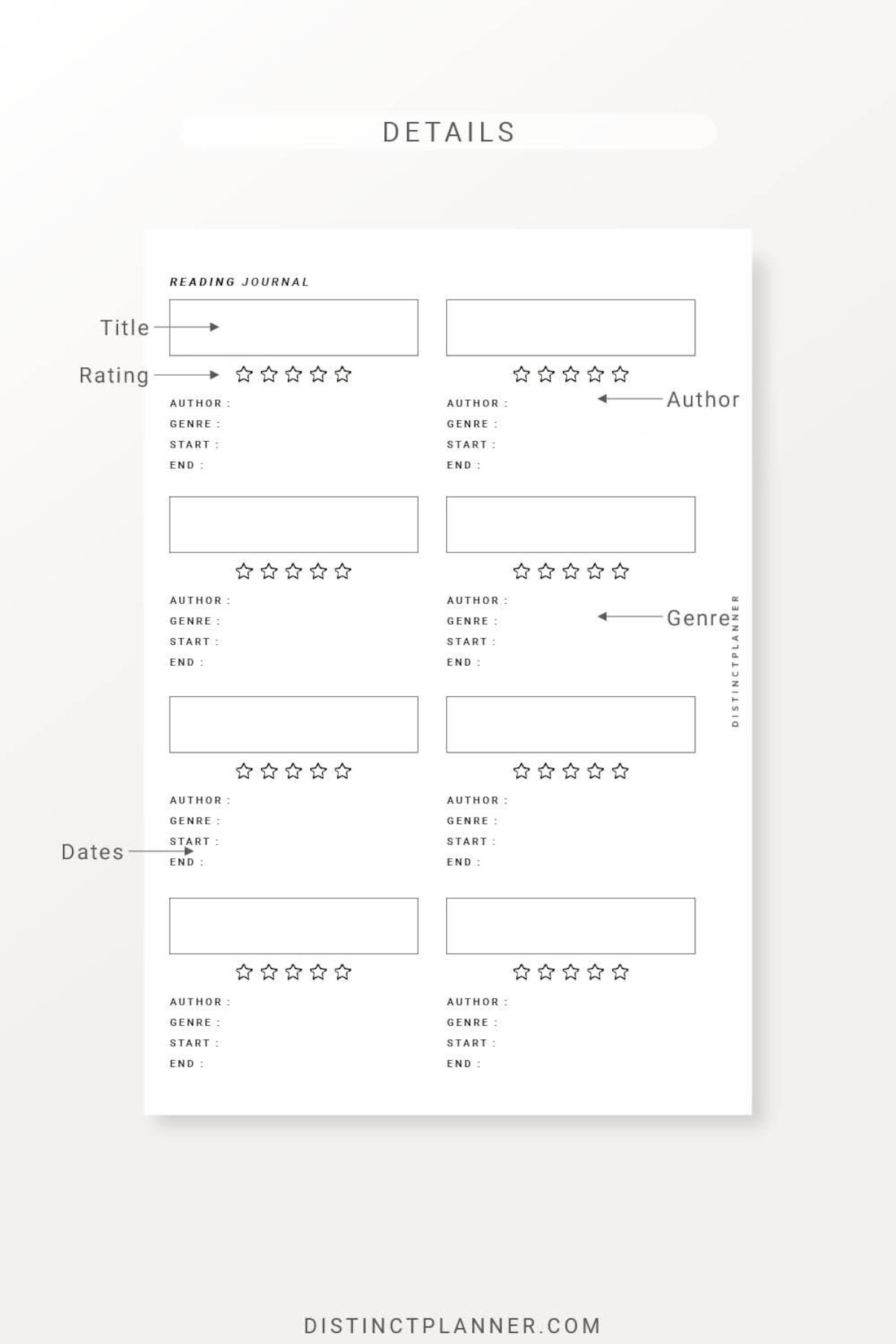 A5 Reading Log Printable Template, A5 Reading Journal Inserts ...
