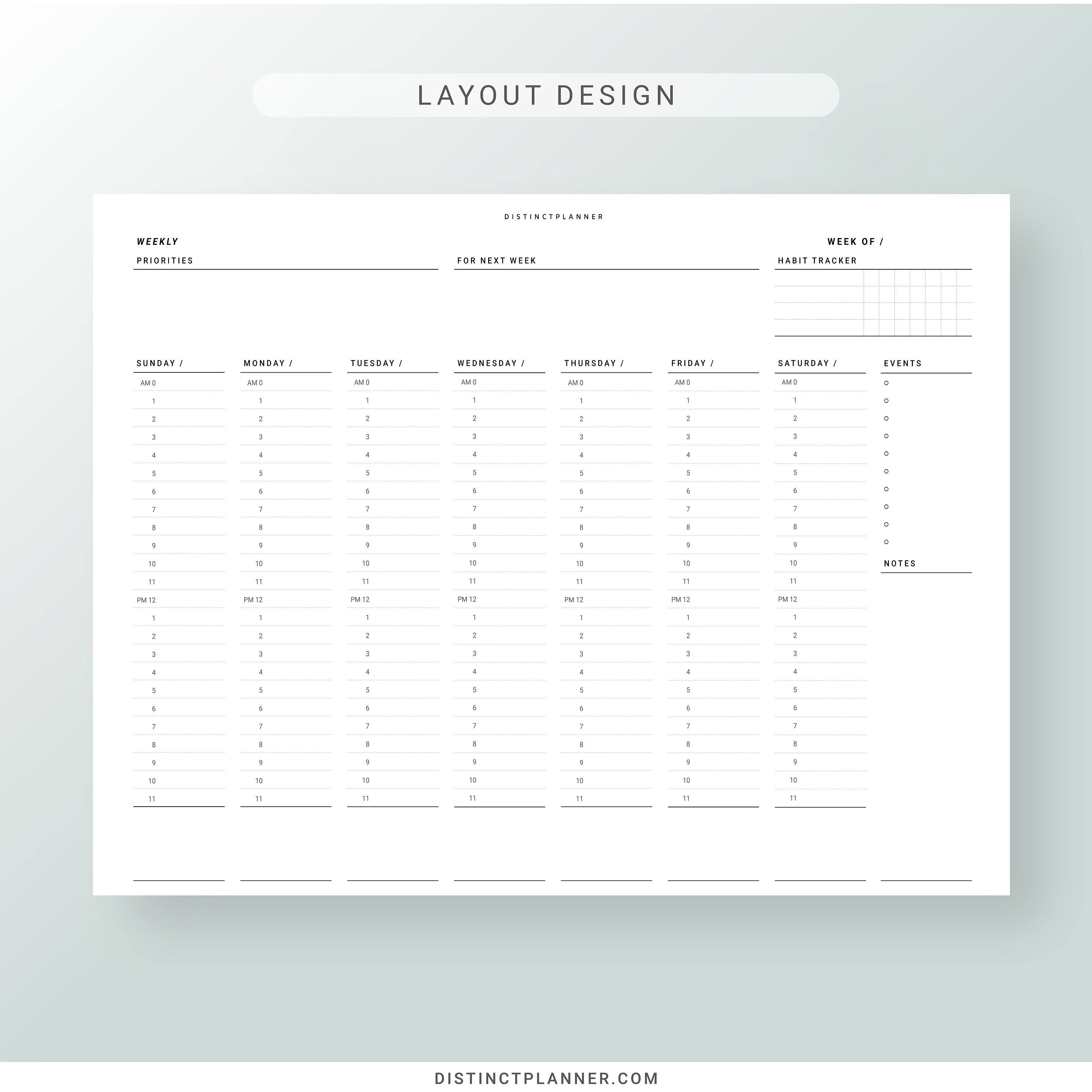 A4 | Weekly Planner Time Blocking Printable | Weekly Timetable Desk Pad ...