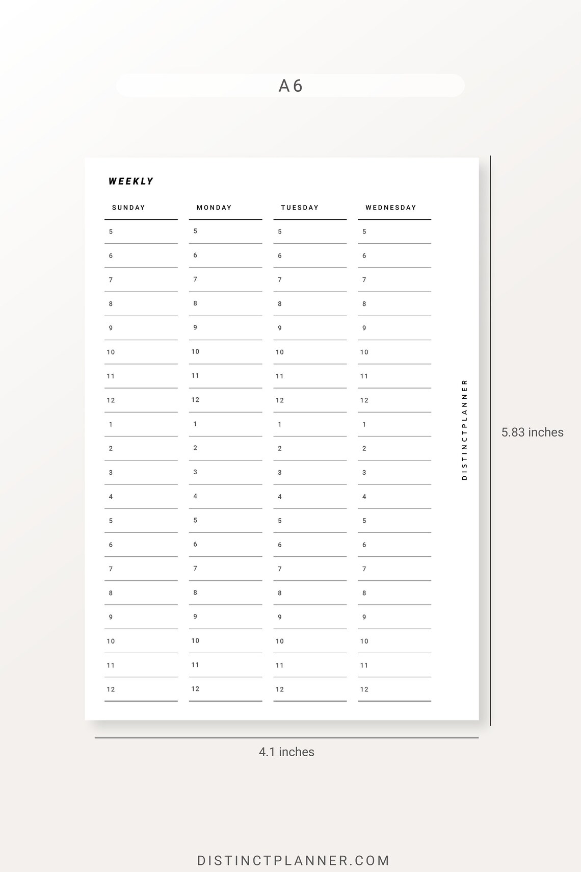 A6 Inserts Weekly Timetable Printable Hourly Schedule - Etsy