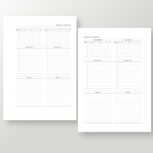 A5 Monthly Overview Printable Undated Planner Inserts Minimalist Month ...