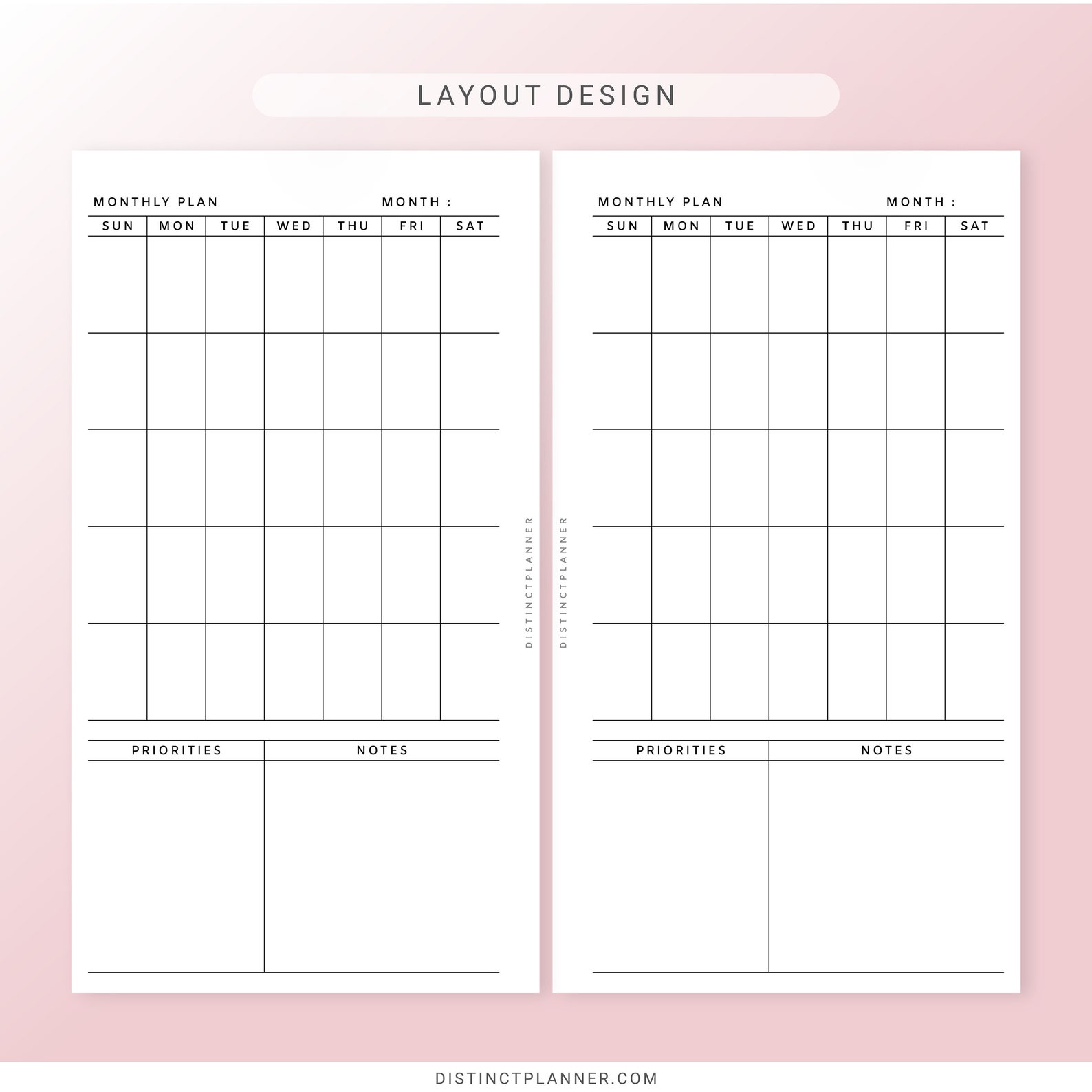 Personal | Undated Monthly Blank Planner Printable | Month on 1 Page ...