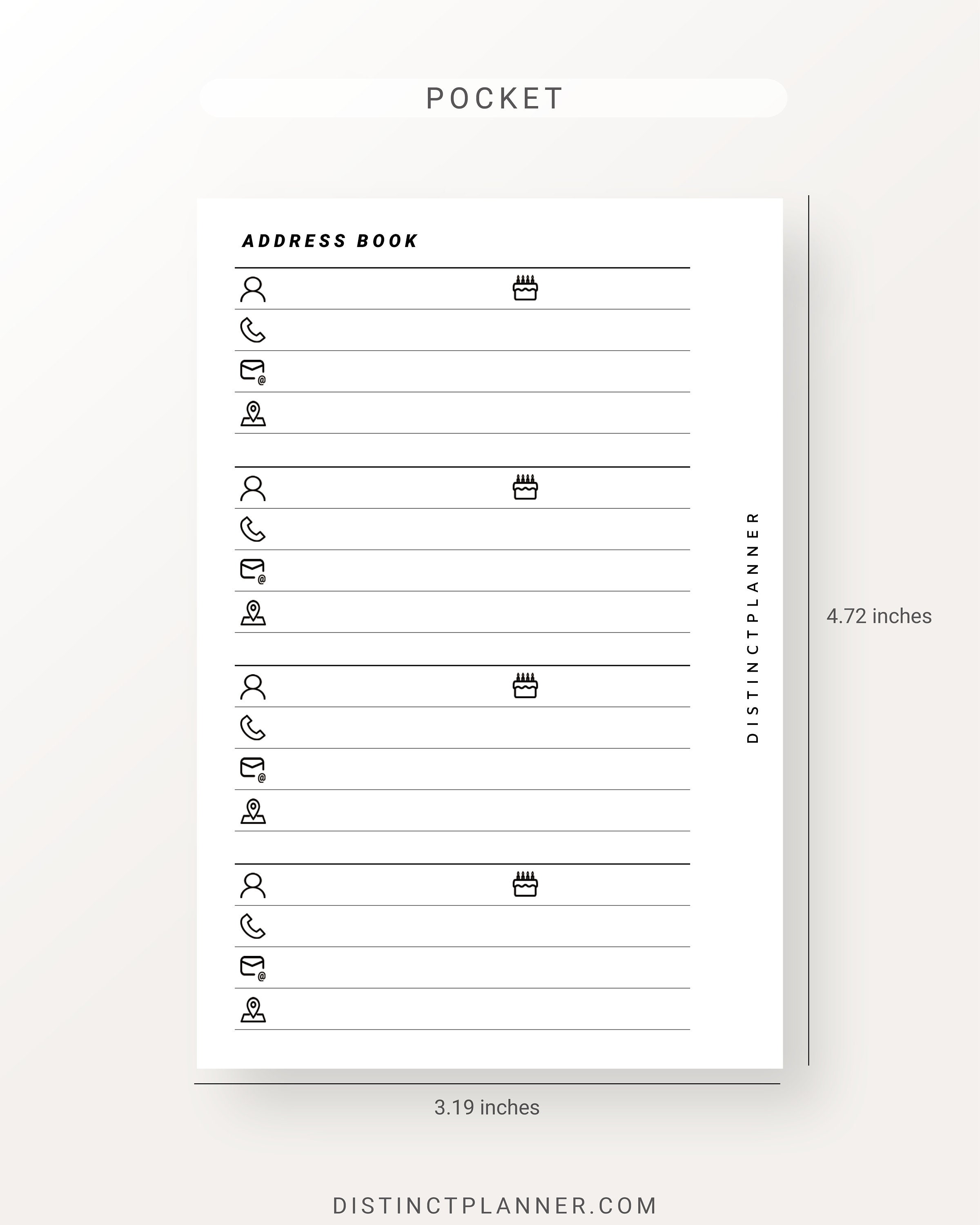 Pocket Address Book Printable Inserts, Contact List Template Planner ...