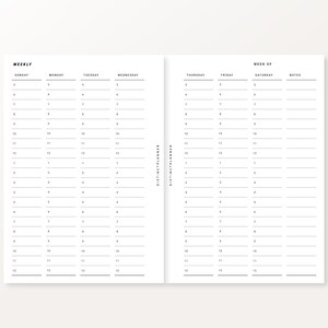 A6 Inserts Weekly Timetable Printable Hourly Schedule - Etsy