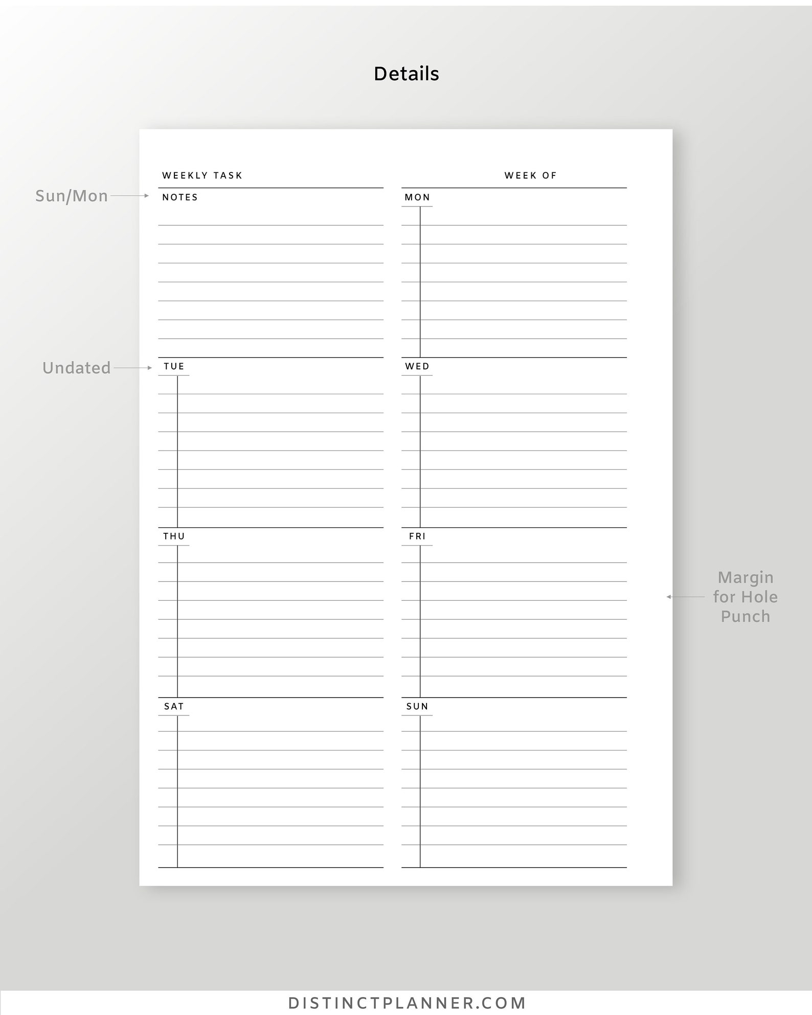 A5 | Weekly Task List Printable | Undated To-do Check List for ...