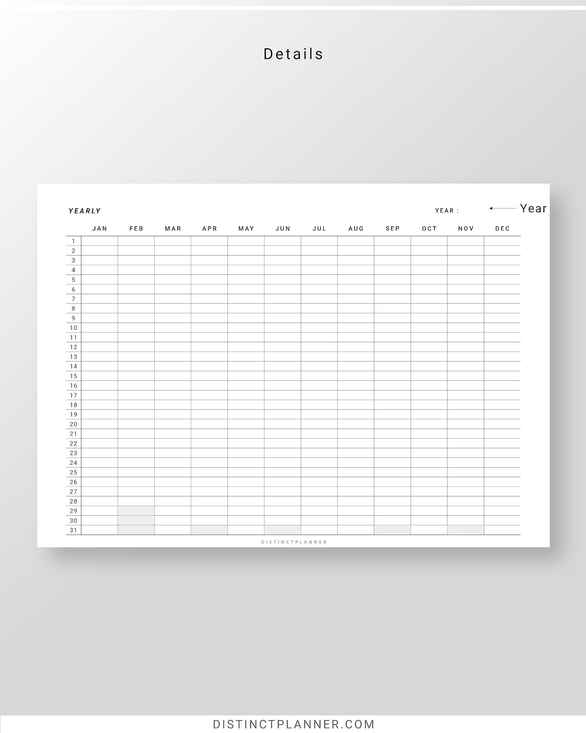 Yearly Overview Printable Minimalist Yearly Planner Template - Etsy