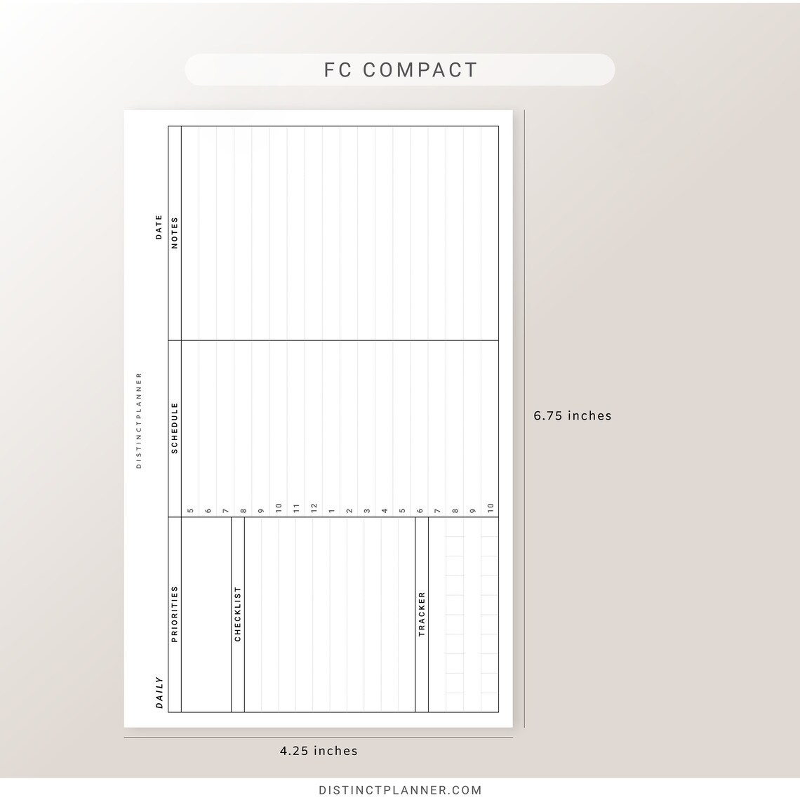 FCC Inserts, Daily Planner Printable Horizontal Layout, Daily on One ...