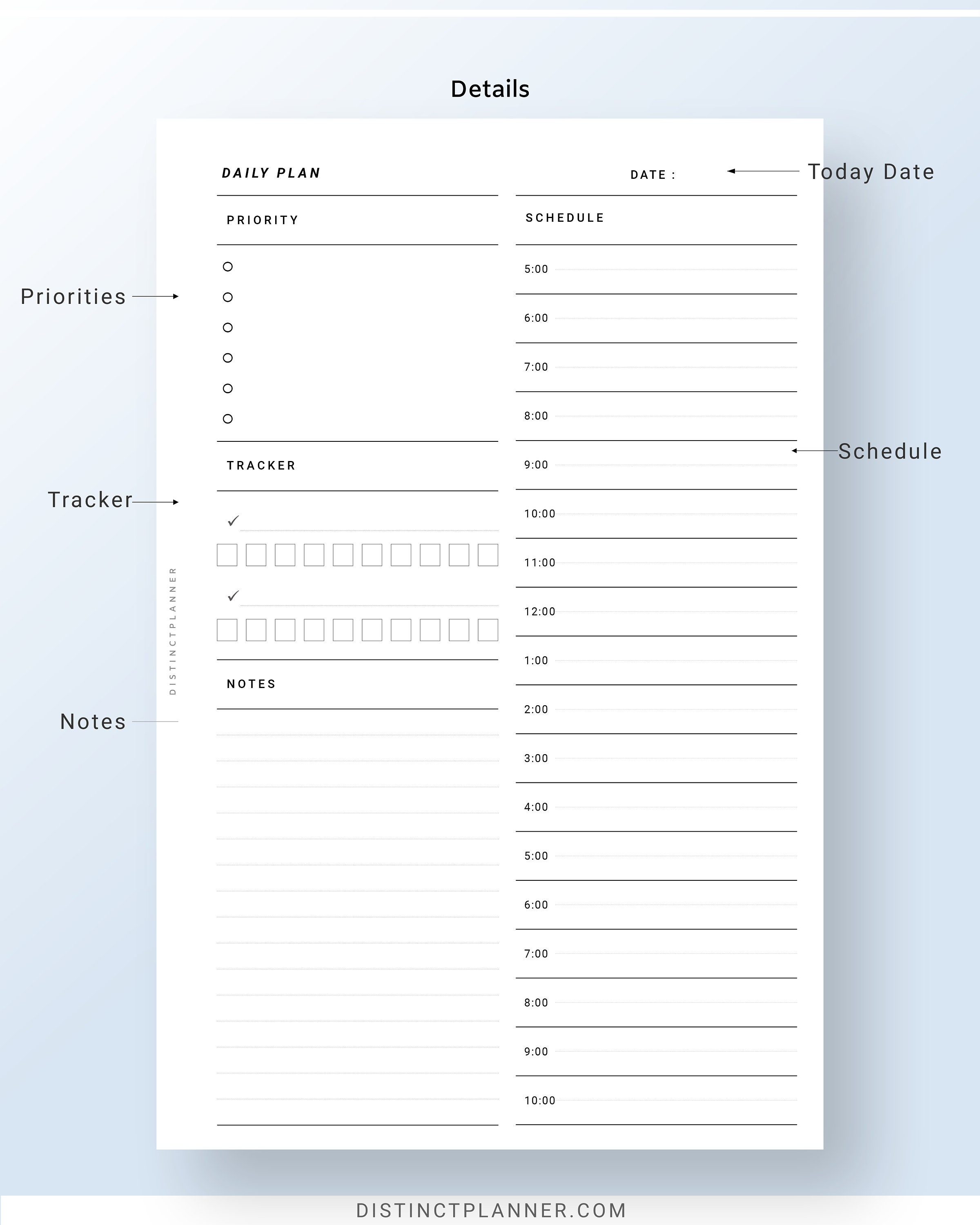 Editable Daily Planner Printable Half Letter Undated Daily | Etsy
