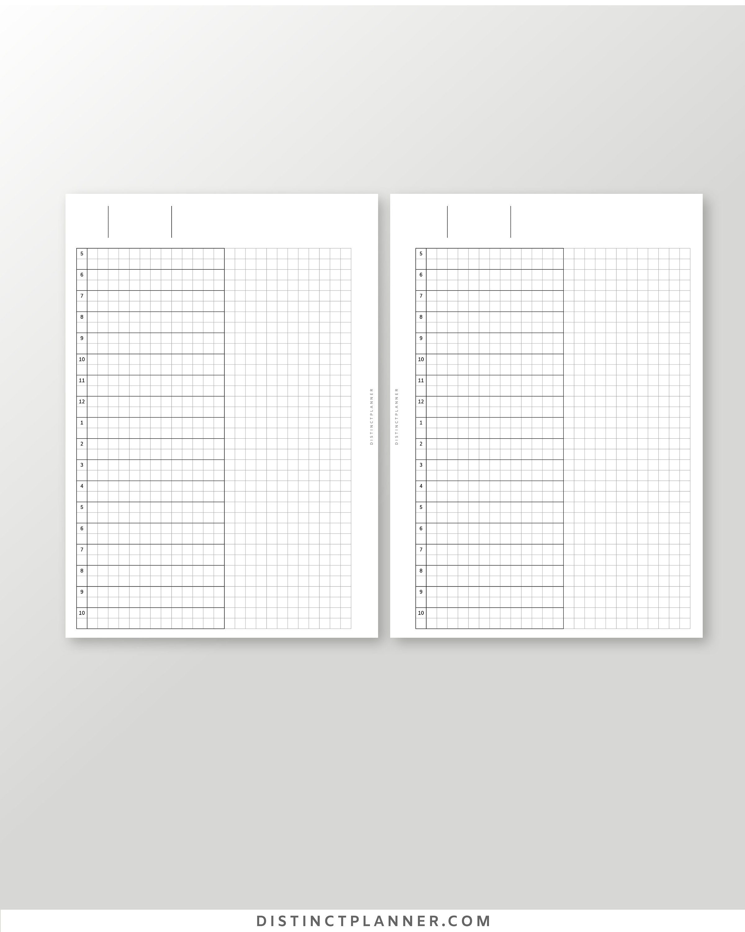 A5 Undated Daily Planner Printable 5am Hourly Square Grid Layout ...
