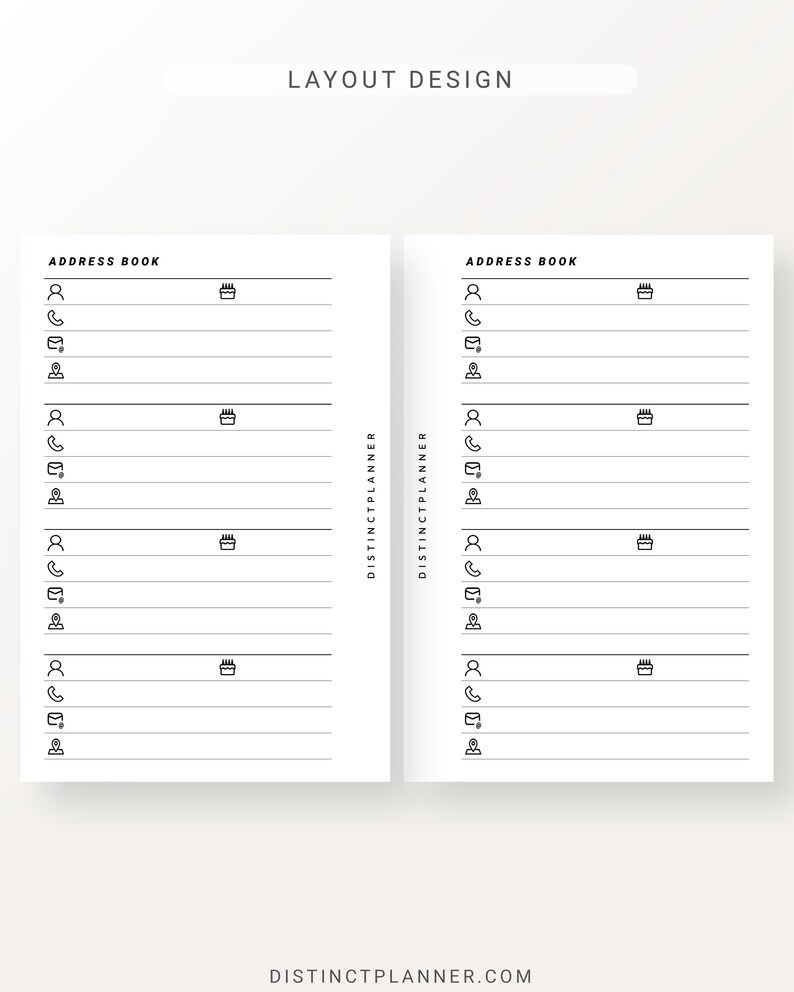 Pocket Address Book Printable Inserts, Contact List Template Planner ...