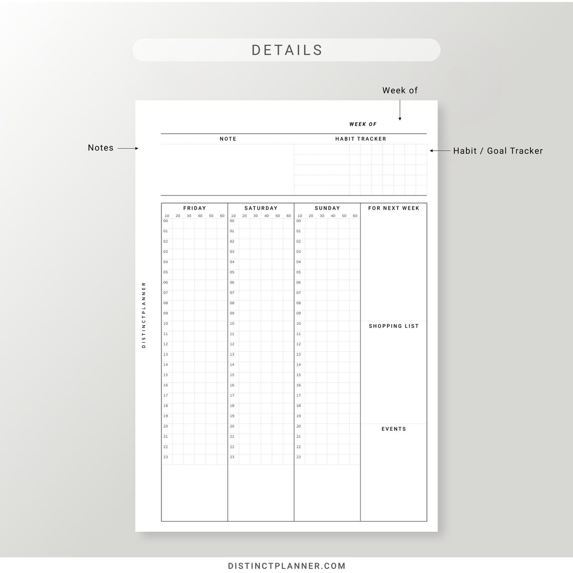 A5 Undated Weekly Time Blocking Printable Best Time Management Template ...