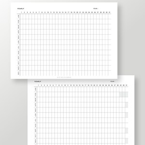Yearly Overview Printable, Year at a Glance, Undated Yearly Planner A5 ...