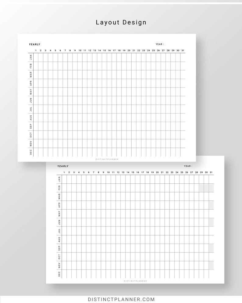 Yearly Overview Printable, Year at a Glance, Undated Yearly Planner A5 ...