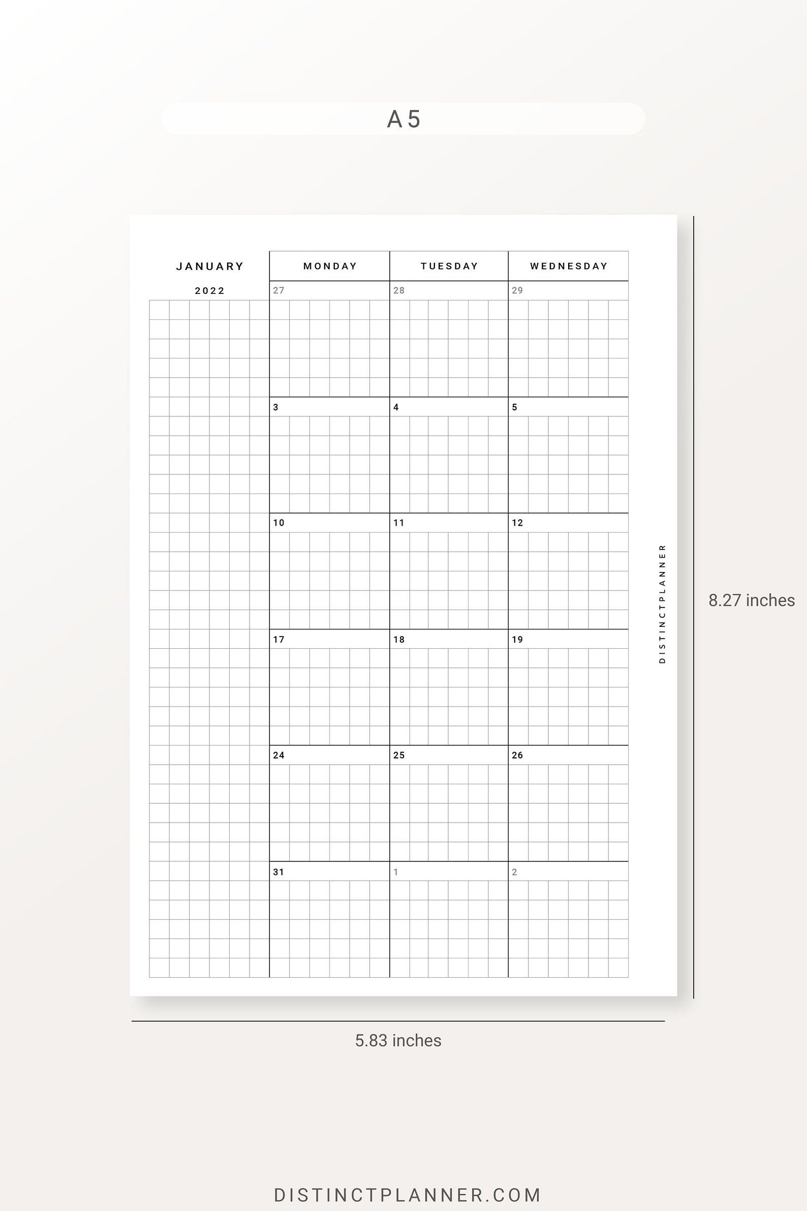 2022 Monthly Planner A5 Inserts, Full Dated Month on Two Pages for ...