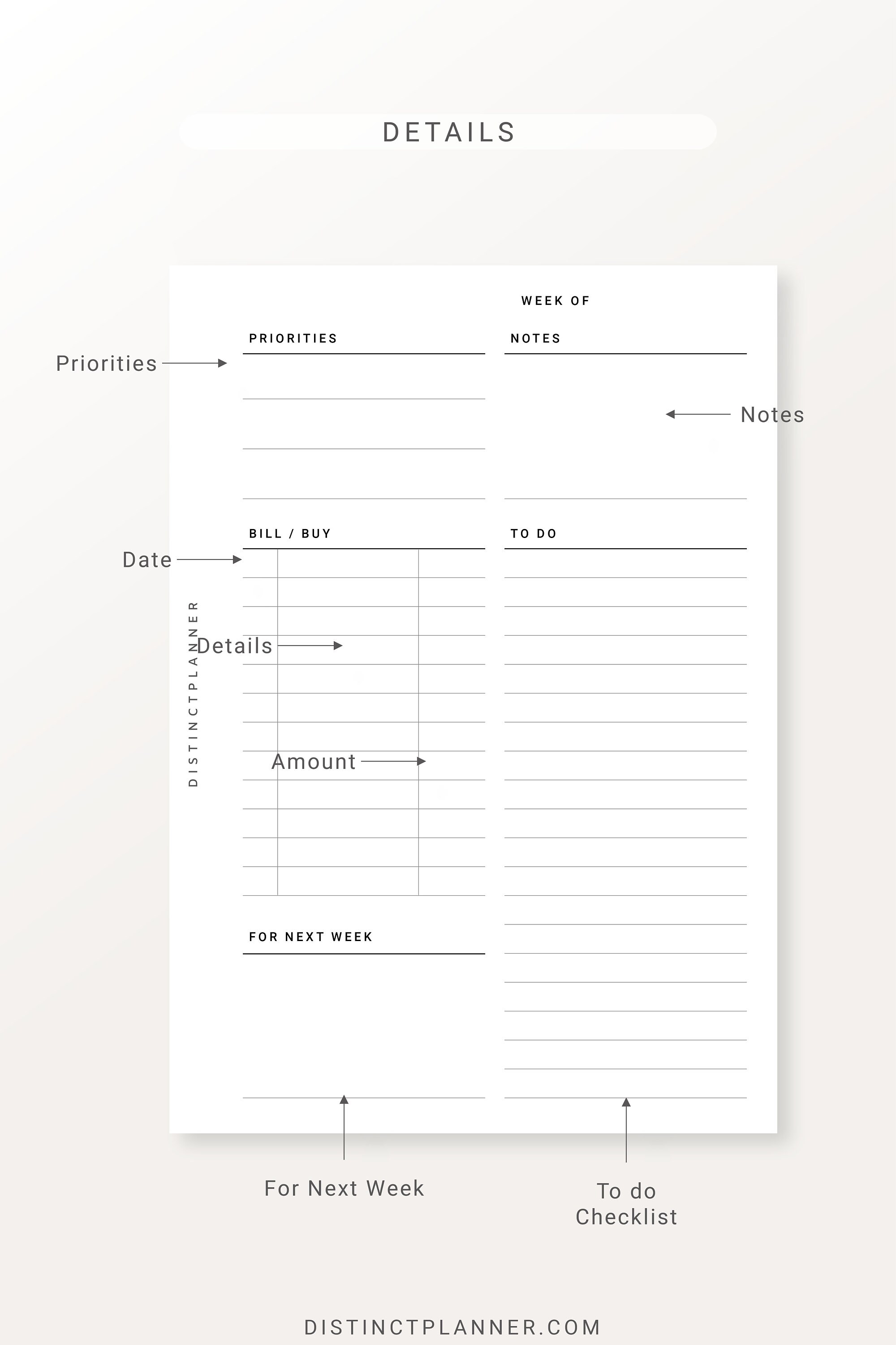 A6 Undated Weekly Planner Printable, Week on Two Pages, Weekly ...