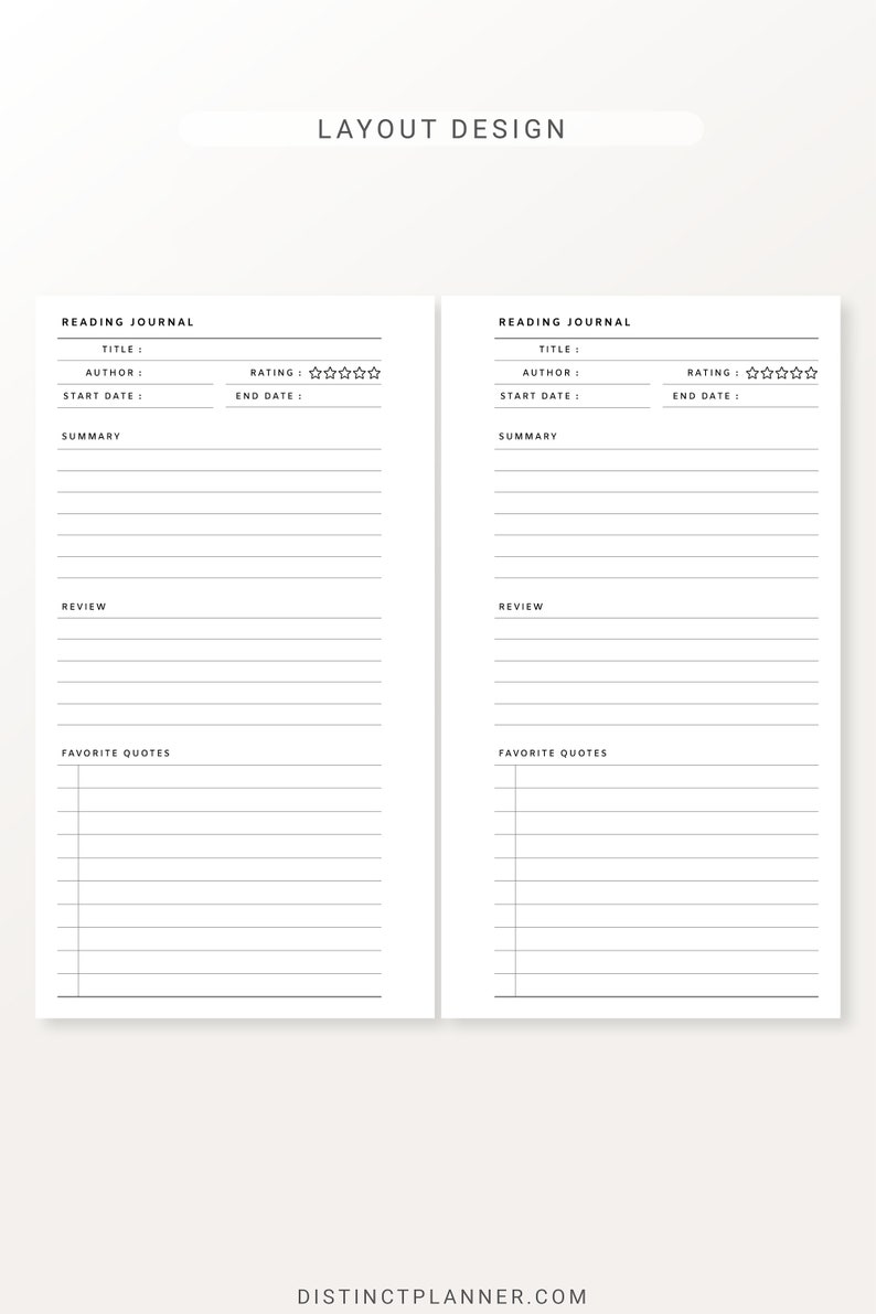Personal Reading Journal Printable Editable | Book Review Template PDF ...
