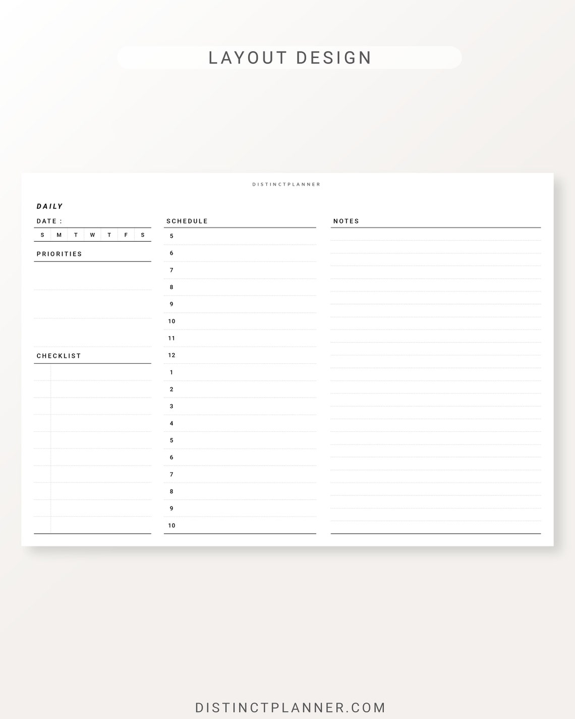 A5 Daily Horizontal Planner Printable, Undated Daily Journal for ...