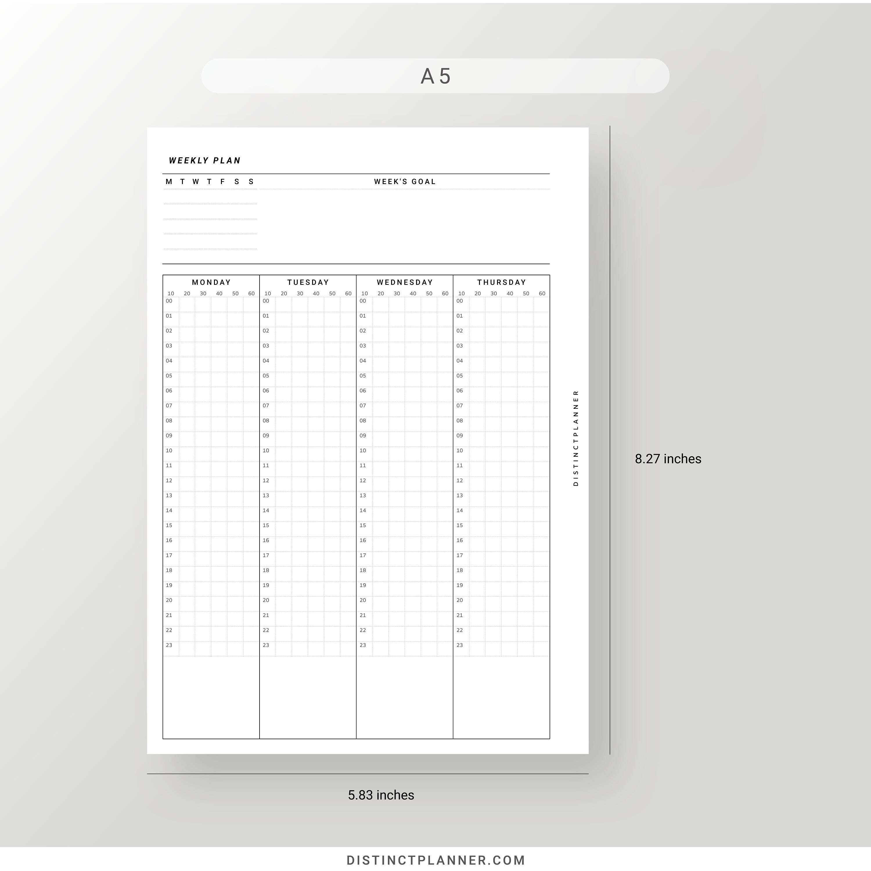 A5 Undated Weekly Time Blocking Printable | Best Time Management ...