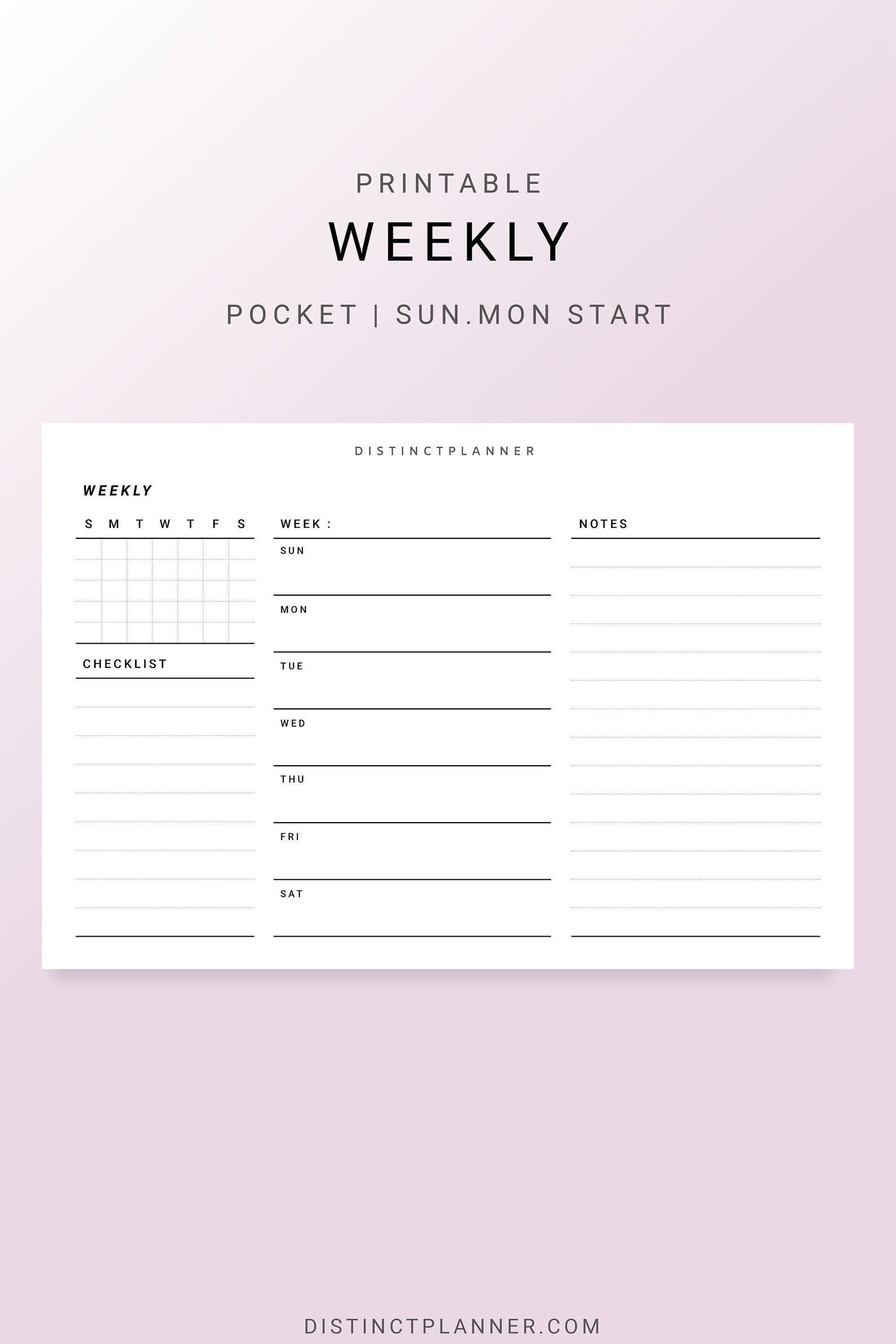 Weekly Planner Horizontal Template Pocket, Undated Weekly Journal With ...
