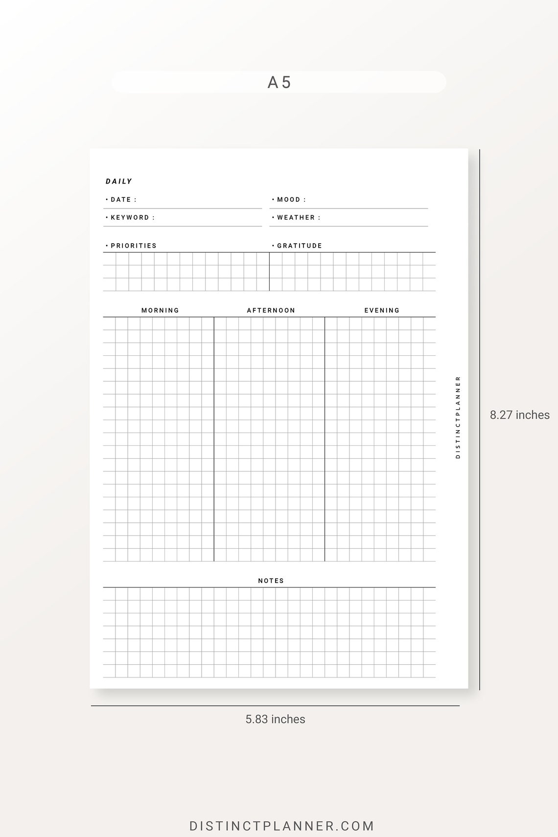 A5 Daily Agenda Printable Inserts, Undated Day on One Page, Schedule ...