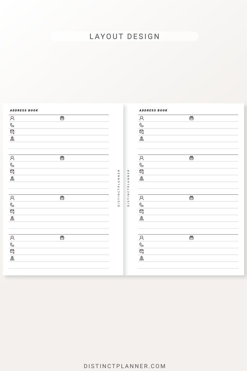 A6 Address Book Printable Inserts, Contact List Template Planner Refill ...