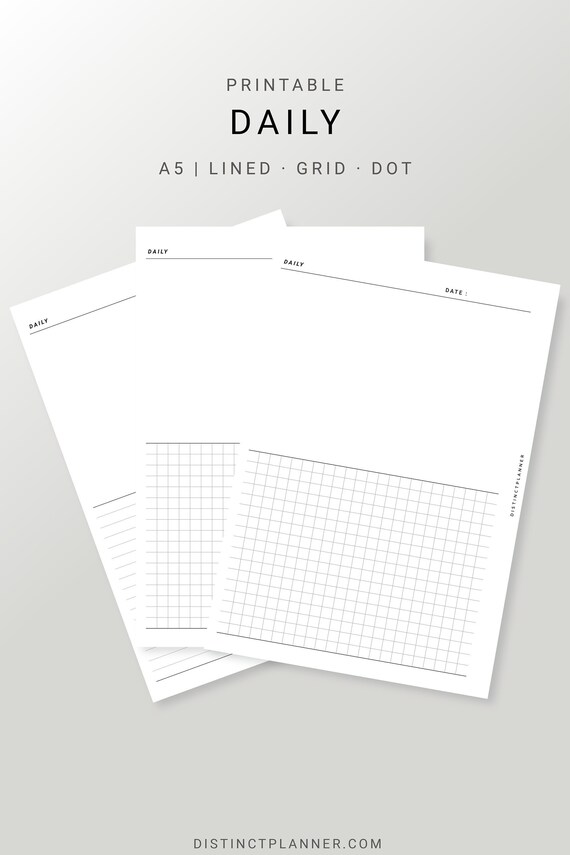 A5 Inserts Daily Planner Printable Drawing Journal Template | Etsy