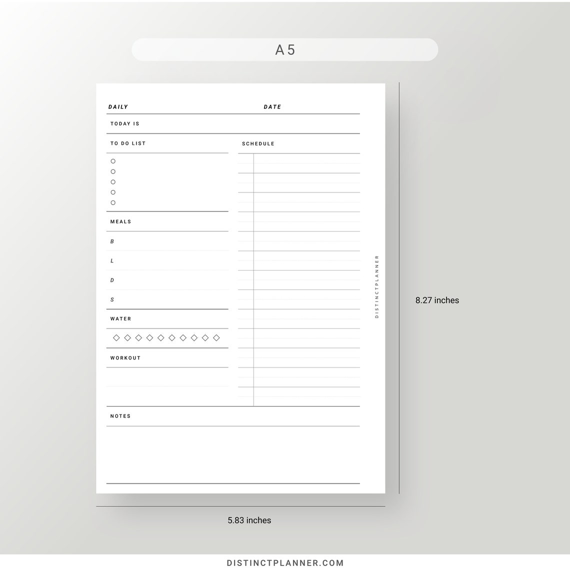 A5 Daily Planner Inserts, Daily Overview Printable, Day on One Page ...