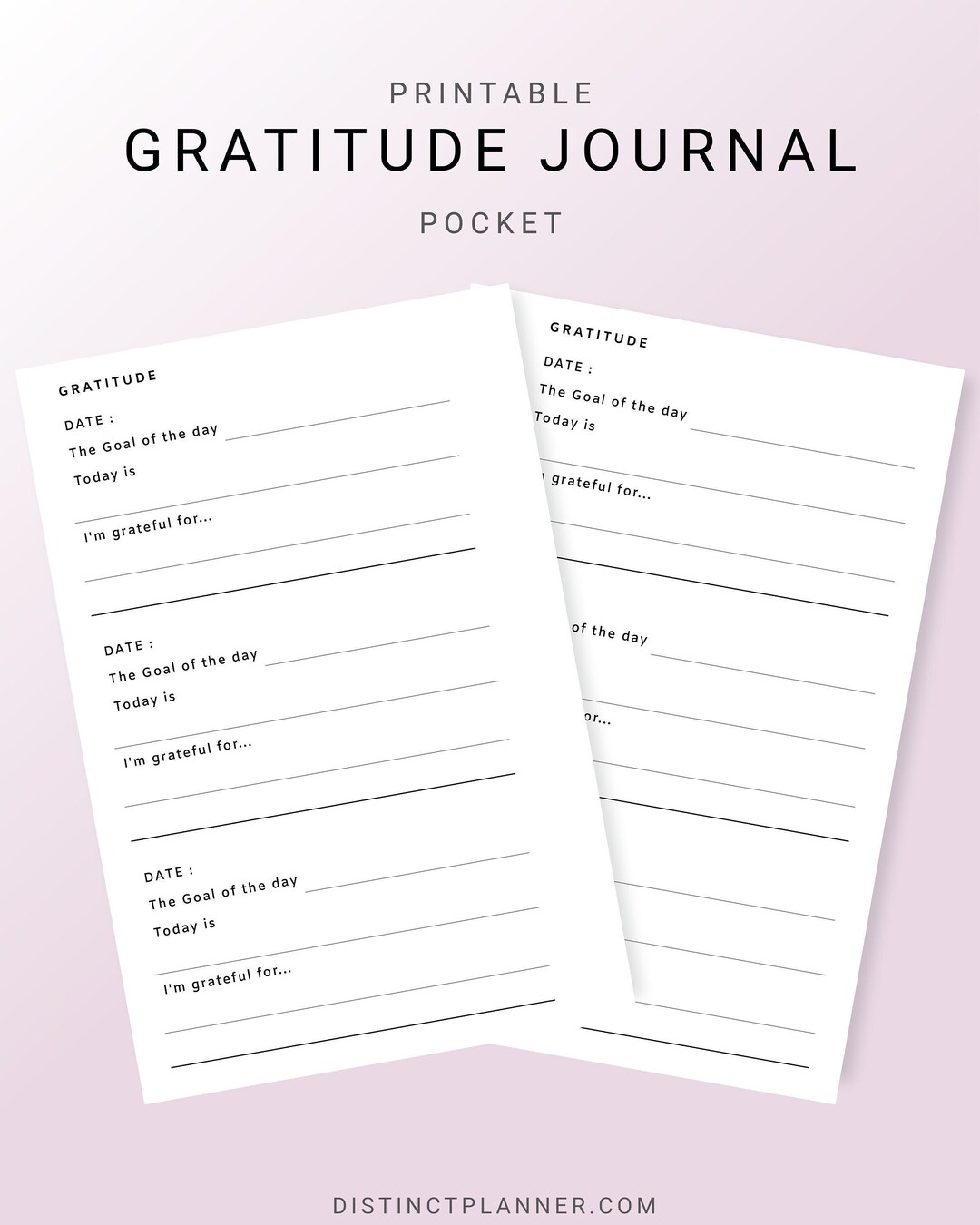 Pocket Daily Minimal Gratitude Journal Printable | Mindfulness Planner ...