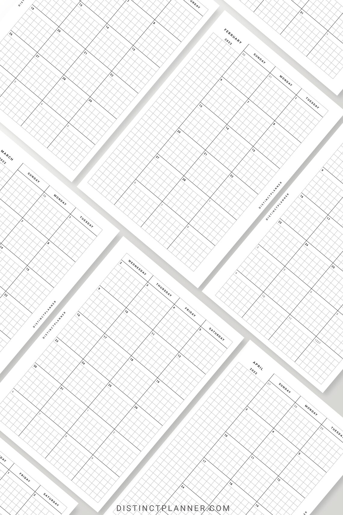 2022 Monthly Planner A5 Inserts, Full Dated Month on Two Pages for ...