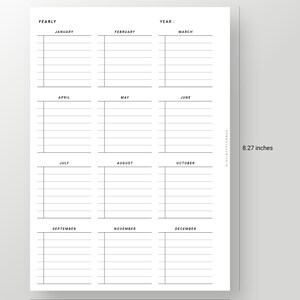 Yearly Checklist Printable A5, Yearly to Do List, Undated Yearly ...