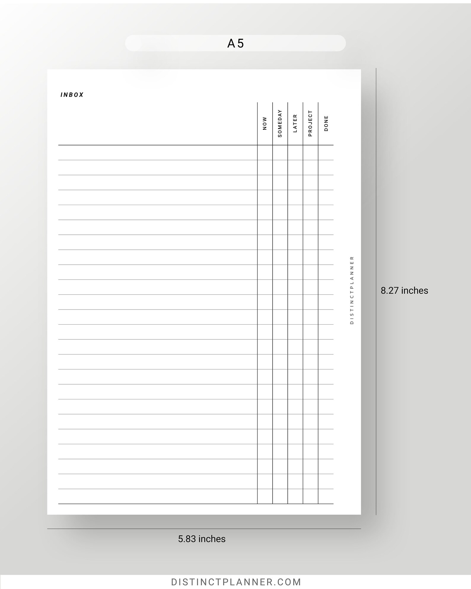 Inbox Printable Planner Inserts A5, Checklist Template, Inbox to Do ...