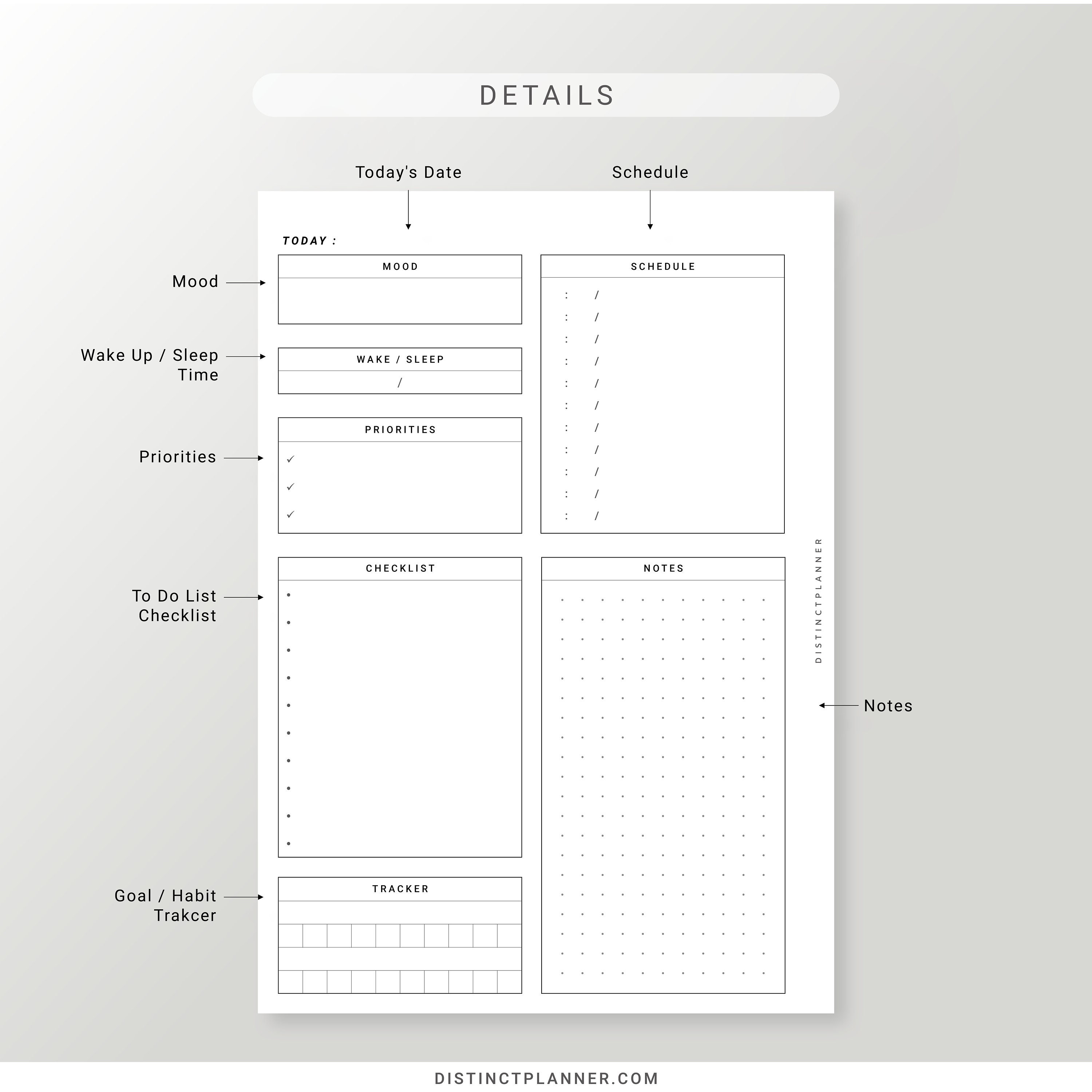 A5 Daily Planner Printable, Undated Daily Organizer, Day on One Page ...