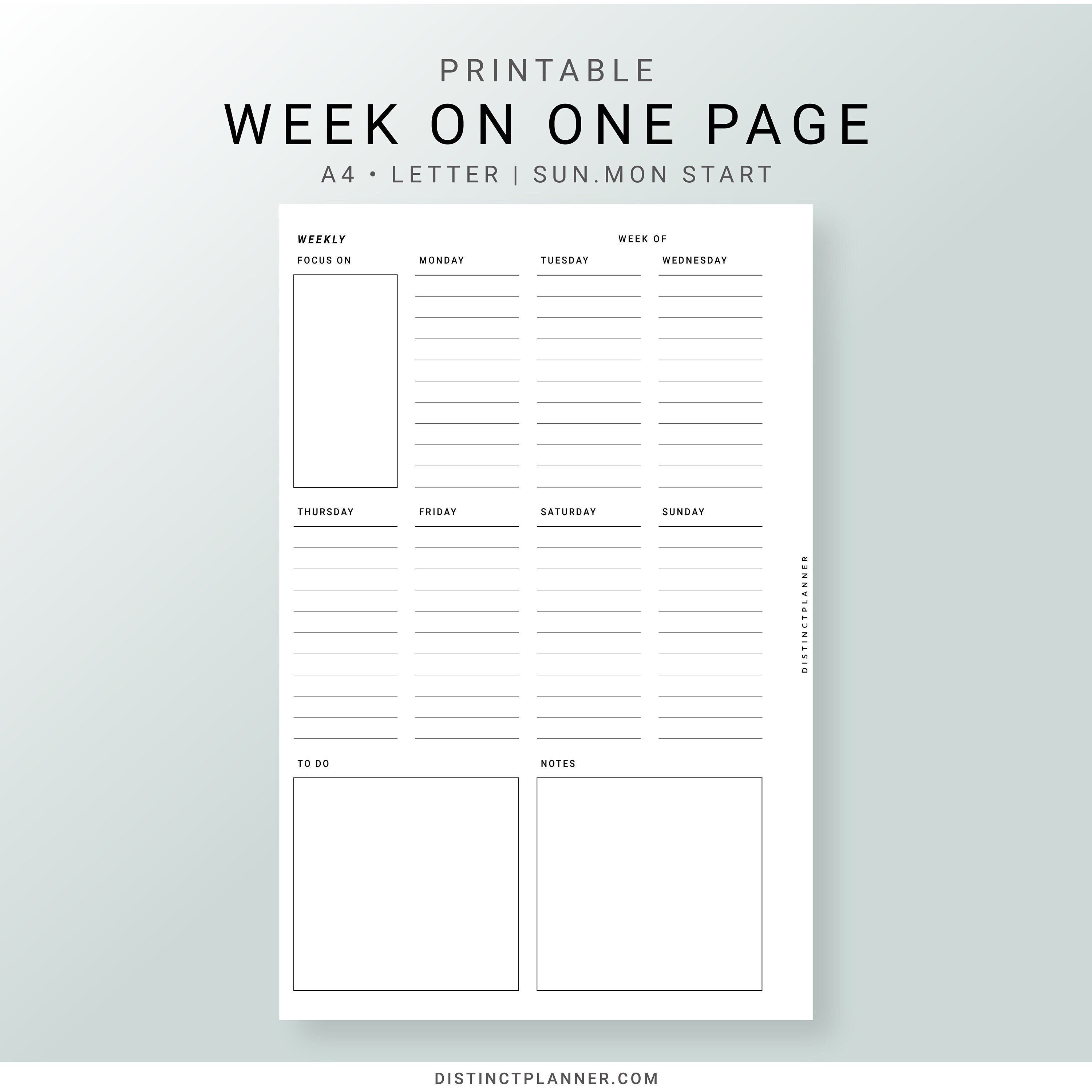 Weekly Planner Inserts A4 Letter Weekly Journal Printable - Etsy